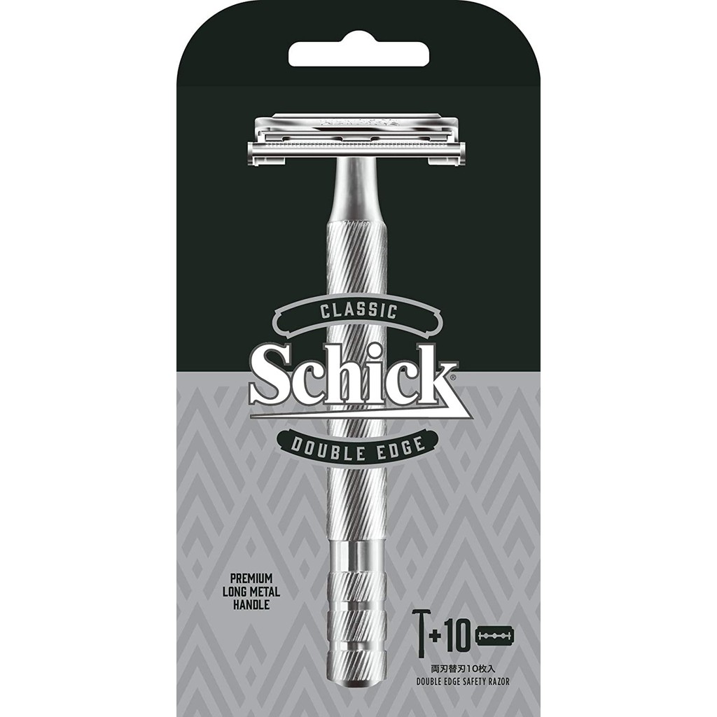 Schick Classic Double Edge Metal Holder Silver (with 10 Replacement ...