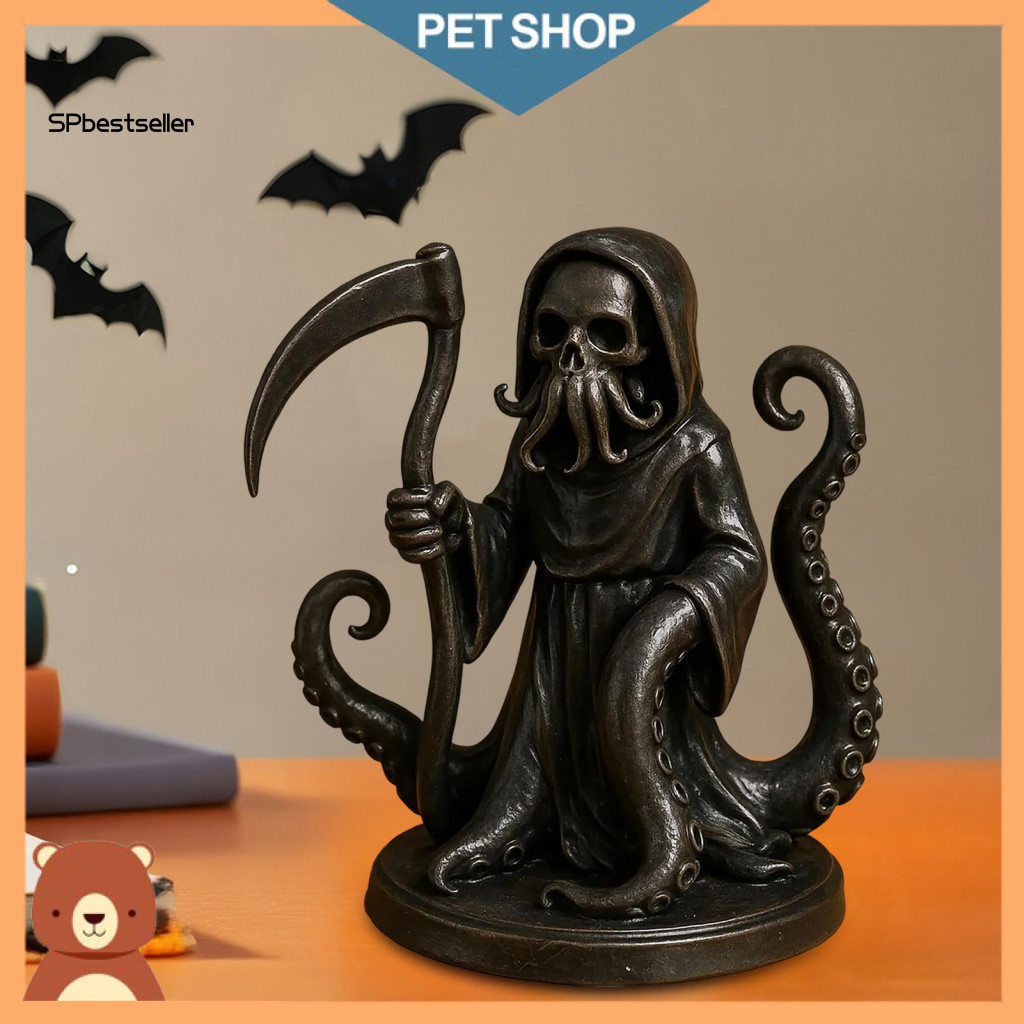 Sp Resin Skeleton Sculpture Grim Reaper Octopus Statue Gothic Octopus ...