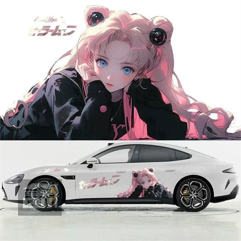 Universal Car Sticker Sailor Moon Water Ice Moon Hare Dolphin Cartoon ...