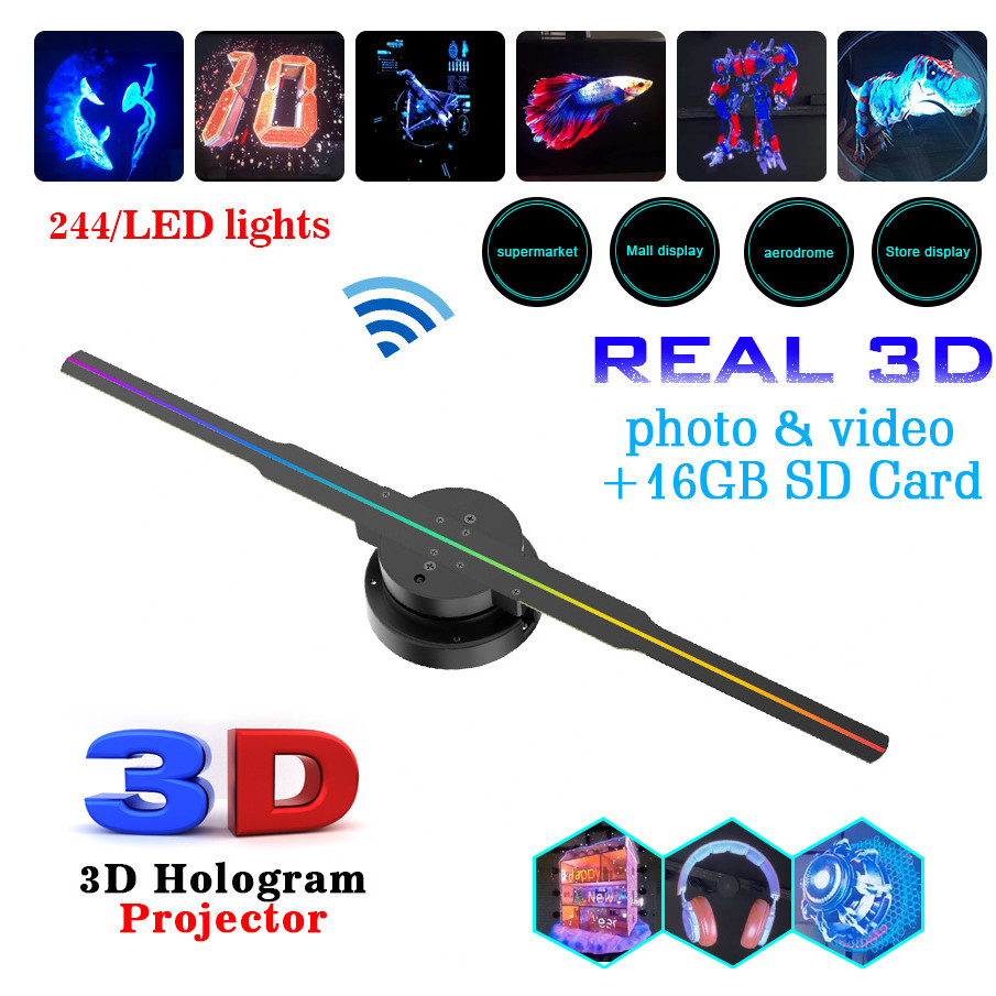 Naked Eye3D Holographic Projector Stereo Rotating Suspension Aerial Imaging Fan Screen Wall ...