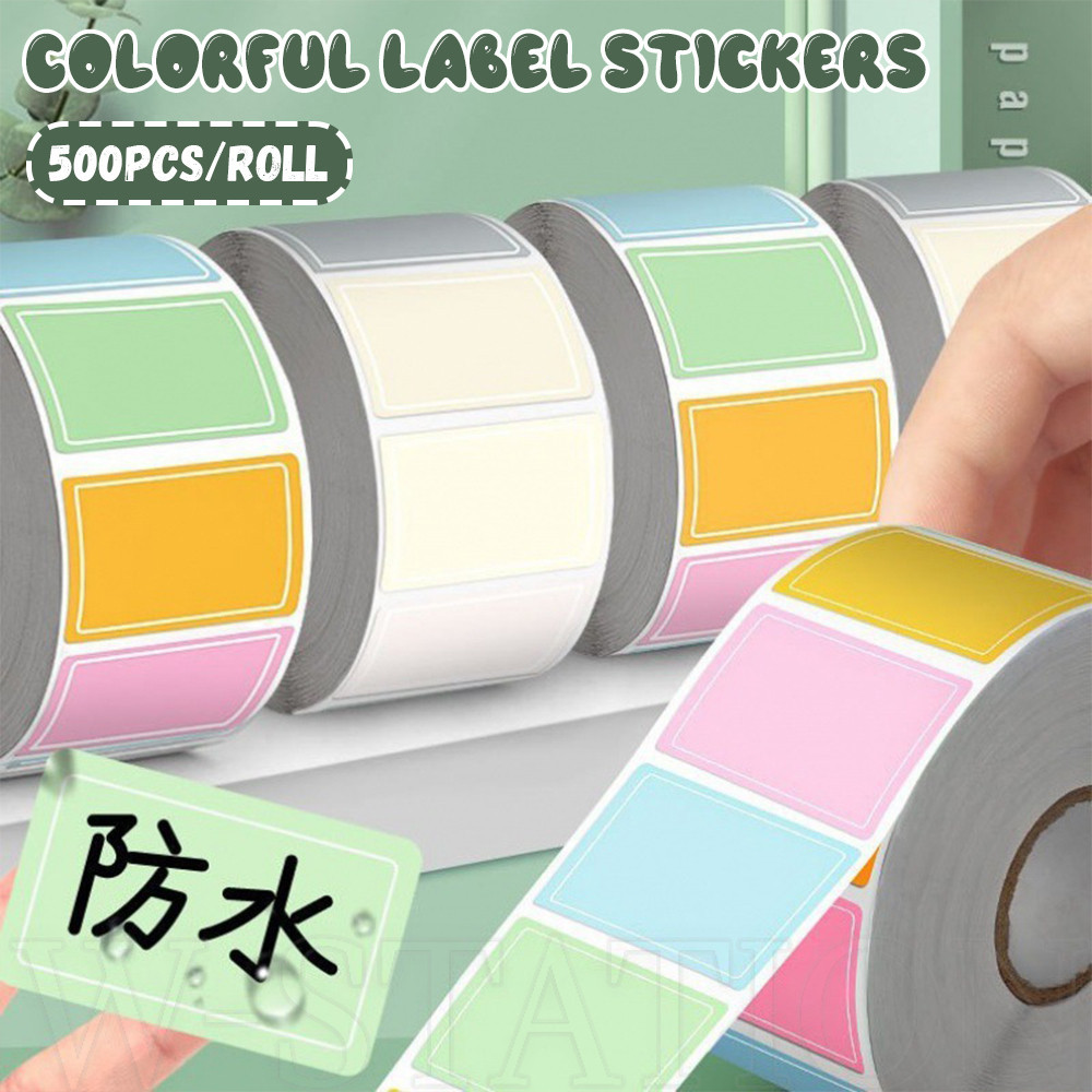 250Pcs/Roll Colorful Label Stickers - Rectangle Blank Sticker ...