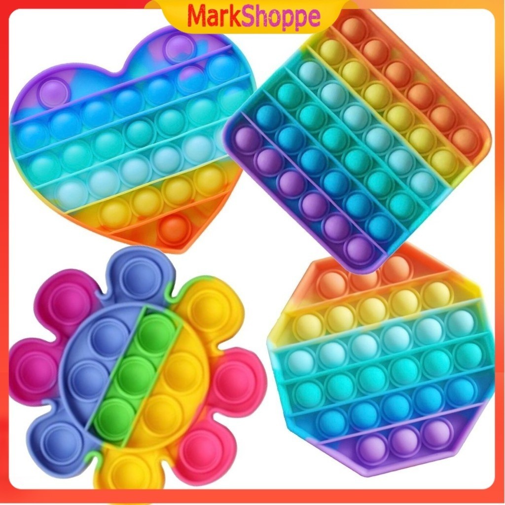 Rainbow Color Pop it Fidget Toy Push Pop Bubble Stress Relief Toy ...
