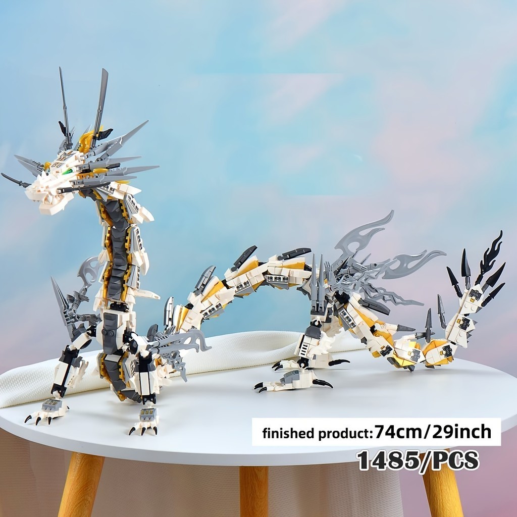 1485-Piece Giant White Dragon Building Blocks Set - Diy Mecha Model Kit ...
