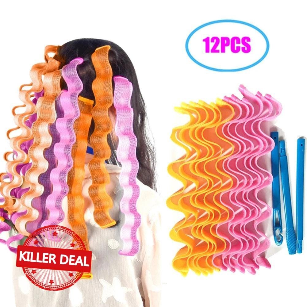 25cm Water Wave Pattern Magic Perm Magic Curler Curling Roll Stick Roll ...