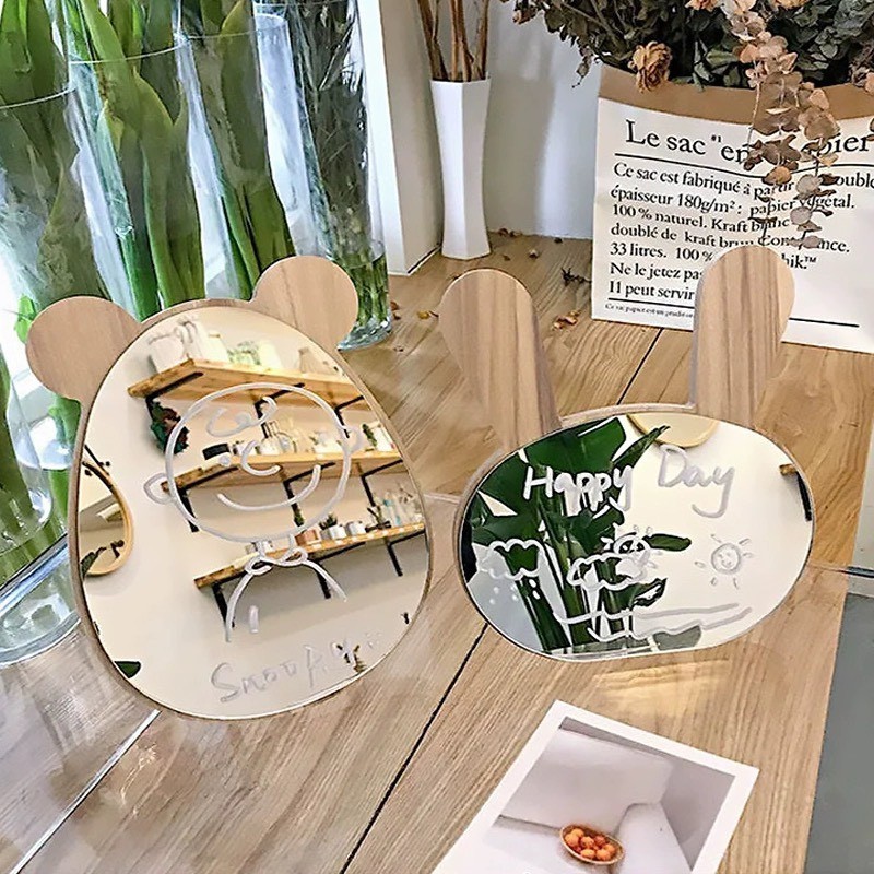 Korean Style cute Rabbit Ear Mirror Wooden Frame Wooden AAA iLita ...