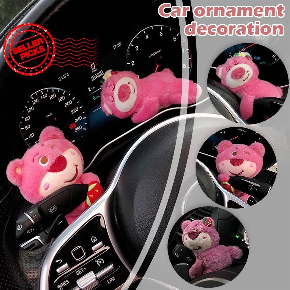 Cartoon Cute Strawberry Bear Plush Doll Car Wiper Decorative Interior ...