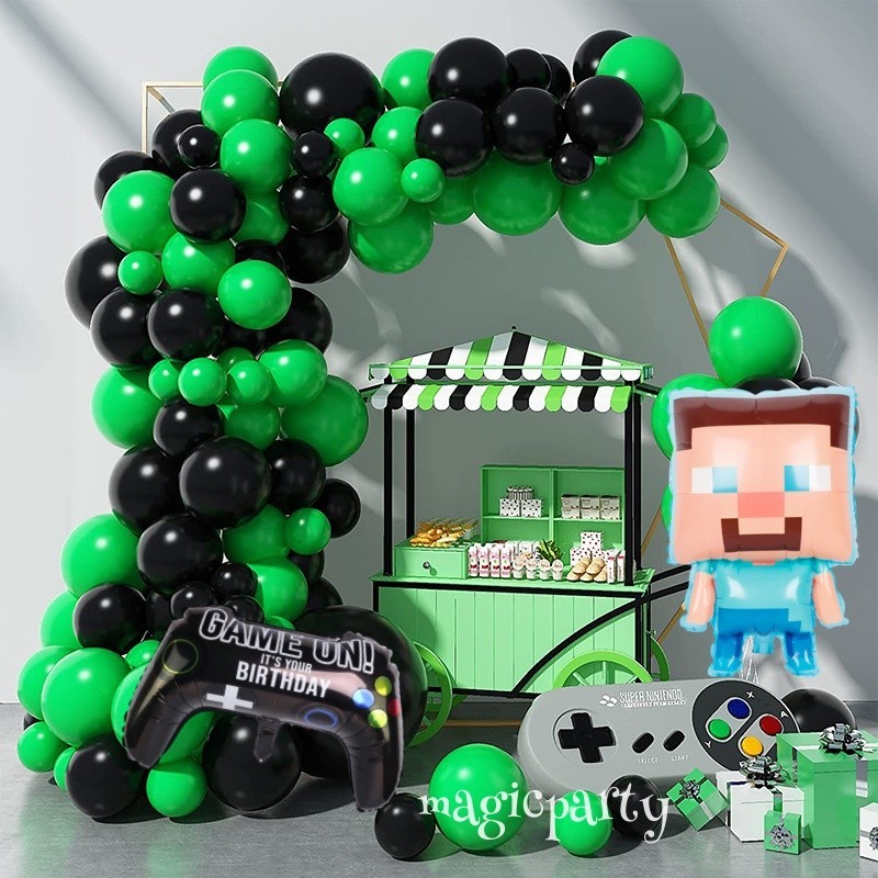 Minecraft Theme Steve Game Handle Foil Balloons Birthday Decoration Set ...