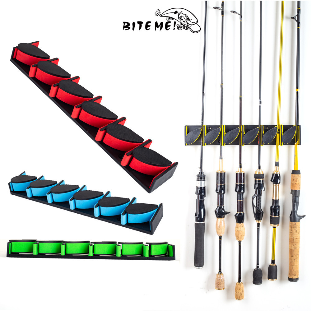 Wall-Mounted Fishing Rod Holders Holds Up to 6 Rods Vertical Fishing ...