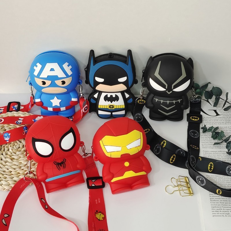 Marvel Cartoon Bag Spiderman Iron Man Batman Shoulder Bag Children Cute ...