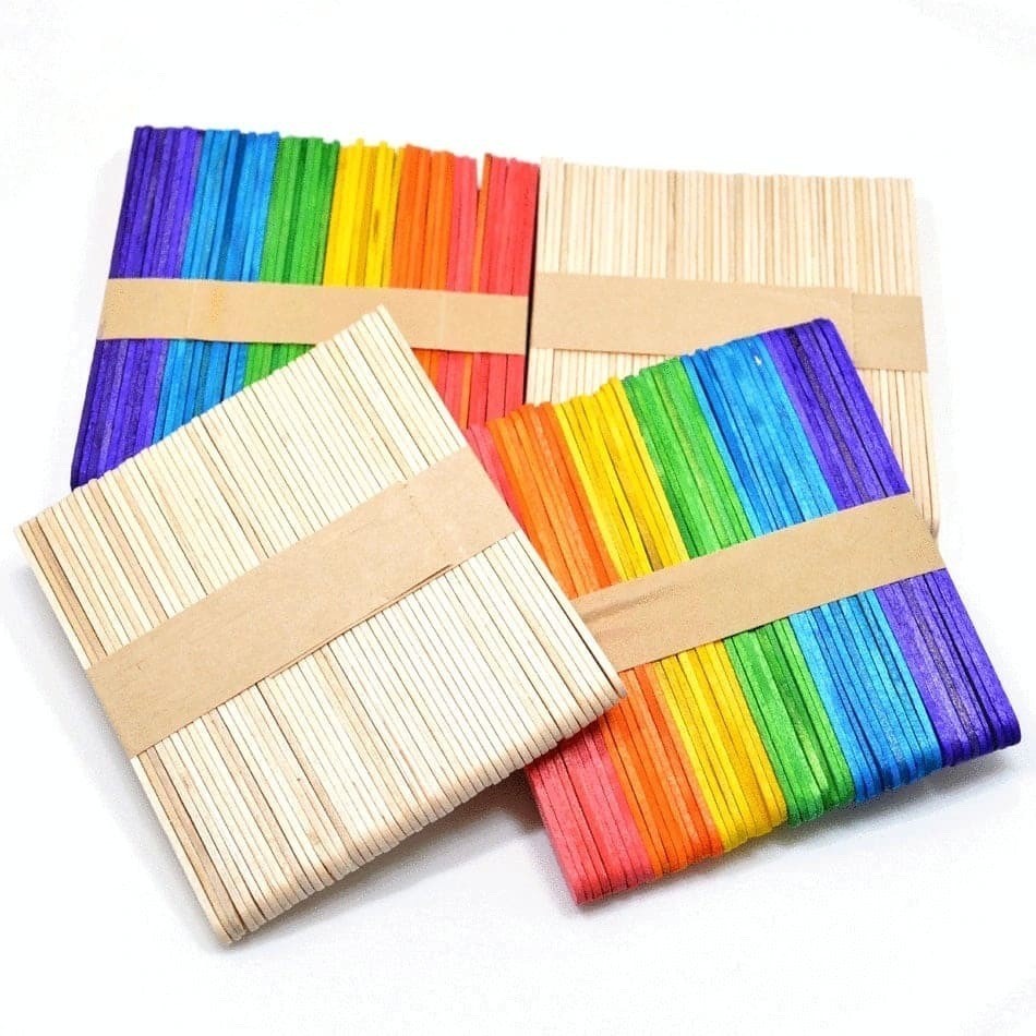 50 pcs School popsicle Wooden sticks Popsicle Stick Ice Cream Sticks ...