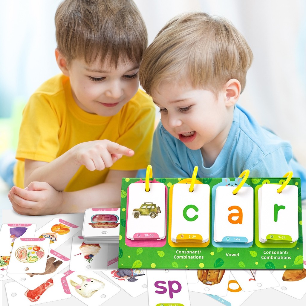 Kids Phonics Learning Kit - 129PCS English CVC Word Cards, Montessori ...