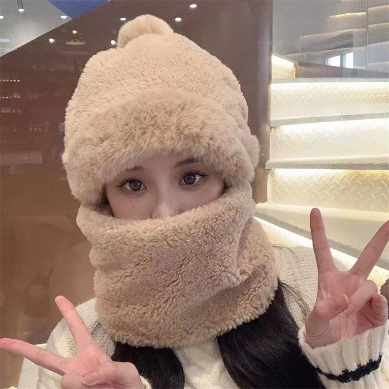 Hat Female Winter Toque Outdoor Riding Ear Protection Cold-Proof Cute ...