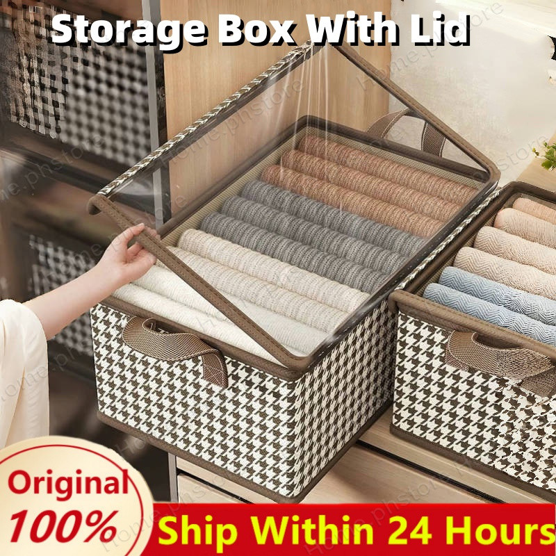 Foldable Clothing Organizer Storage Box Clothing Storage Box With Lid ...