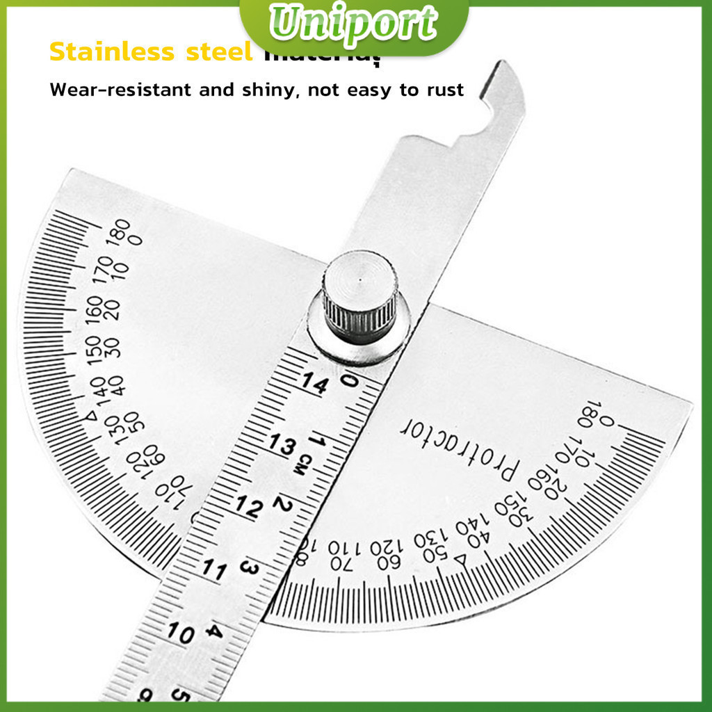UNI Stainless Steel Protractor Adjustable Roundhead Ruler 180 Degree ...