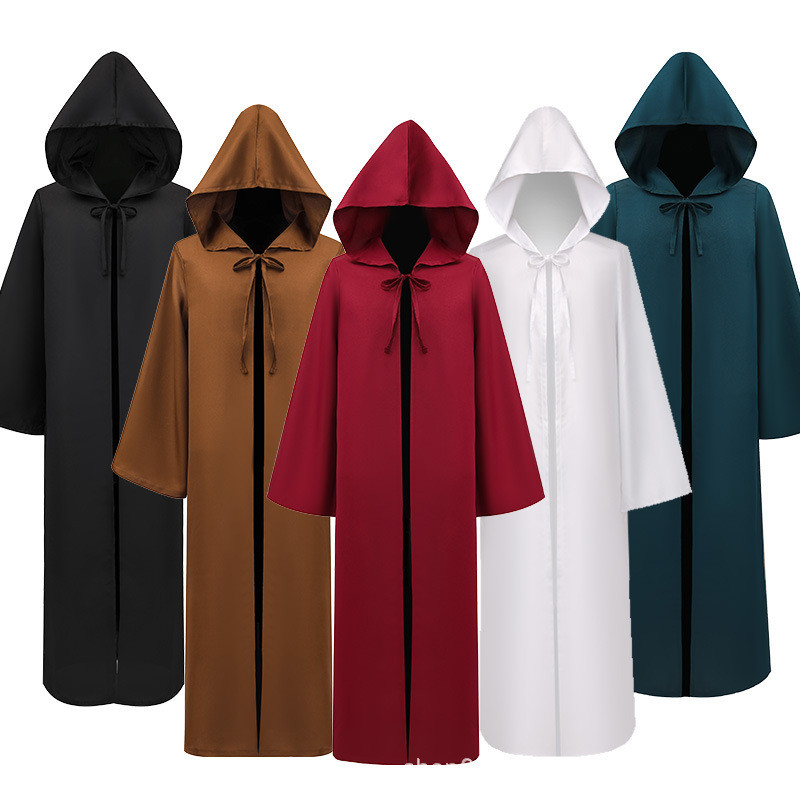 Sorcerer Hooded Robe Cloak Halloween Cosplay Costume Wizard Unisex ...