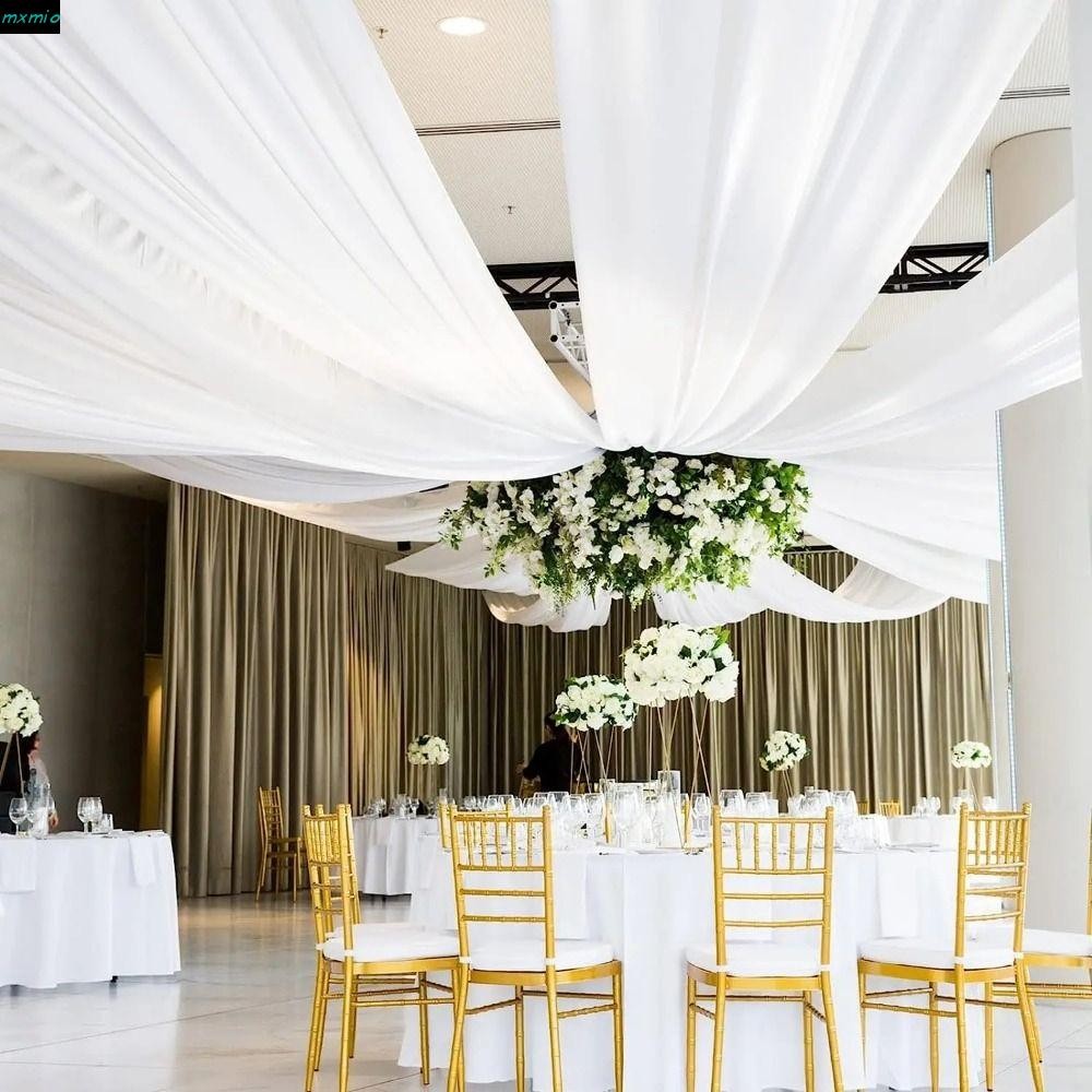 MXMIO White Wedding Dress Ceiling Drapes, Chiffon Fabric Draping ...