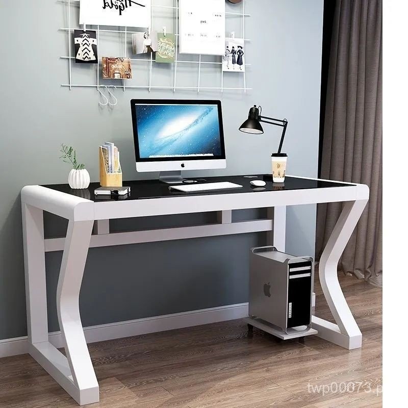 Computer Desk Tempered Glass Desktop Home Bedroom Computer Table ...