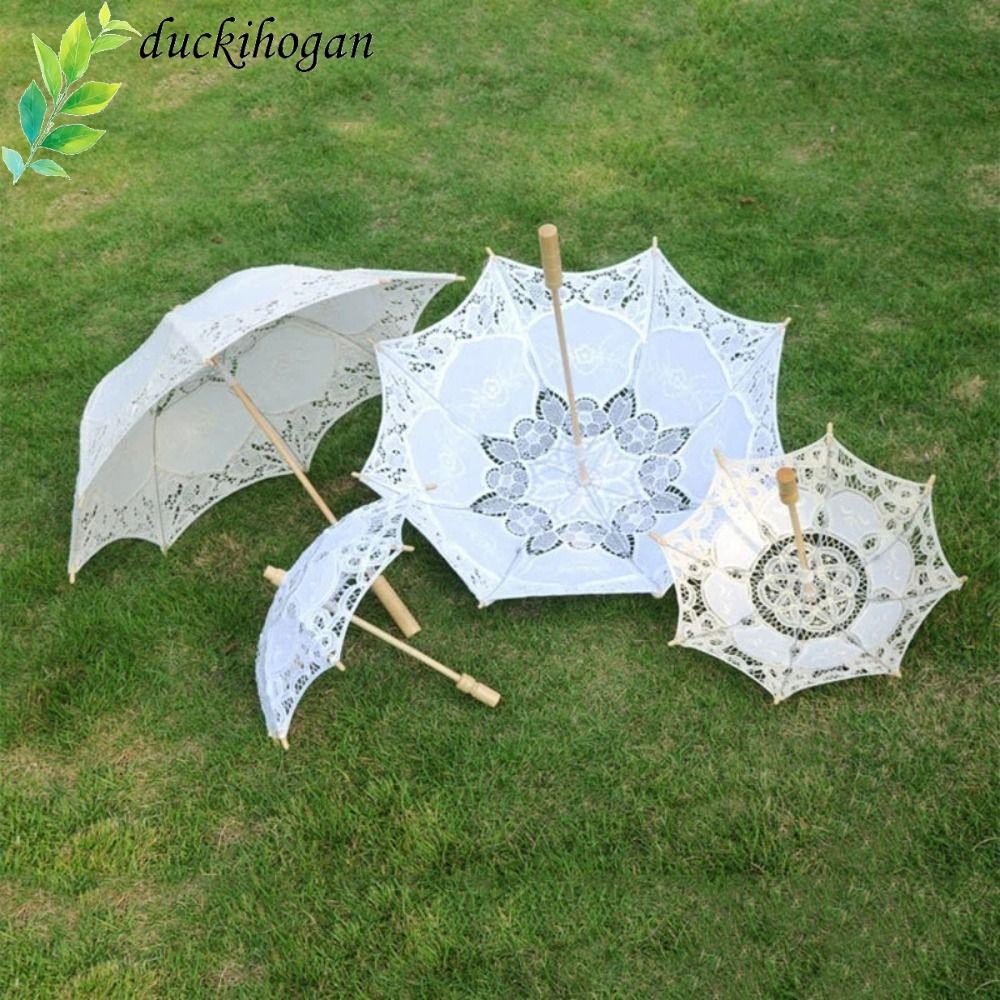 DUCKIHOGAN Lace Parasol Umbrella, 26/43cm Length Embroidery Flower Girl ...