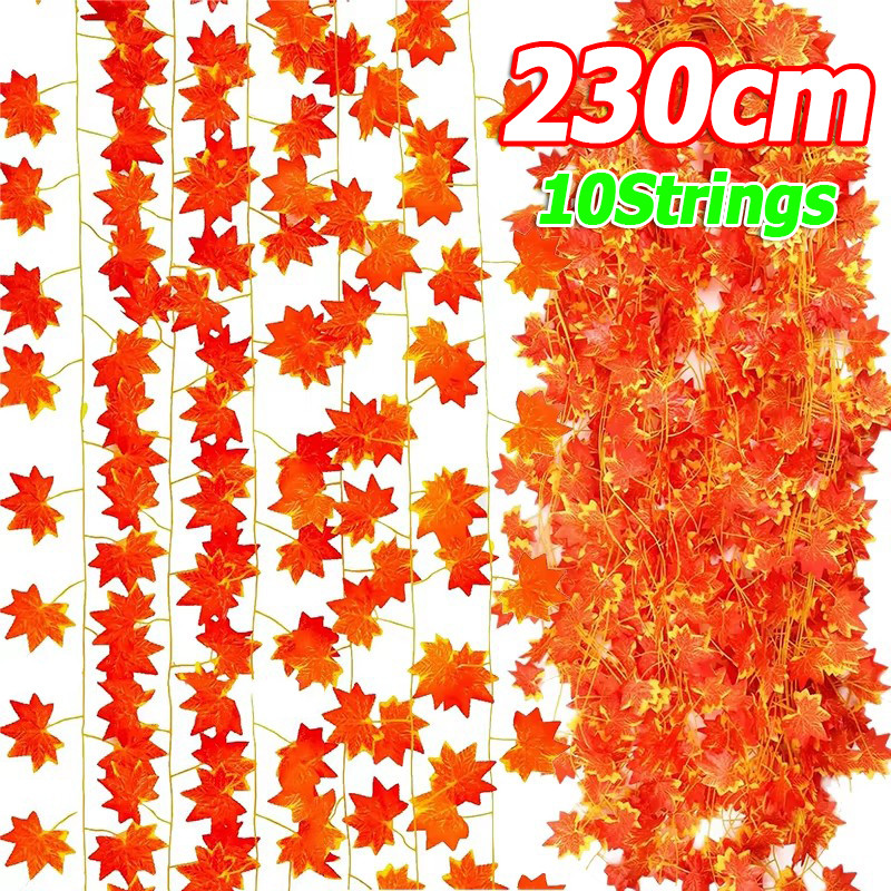 Artificial Maple Leaves Strings / Autumn Fake Maple Rattan Vines ...