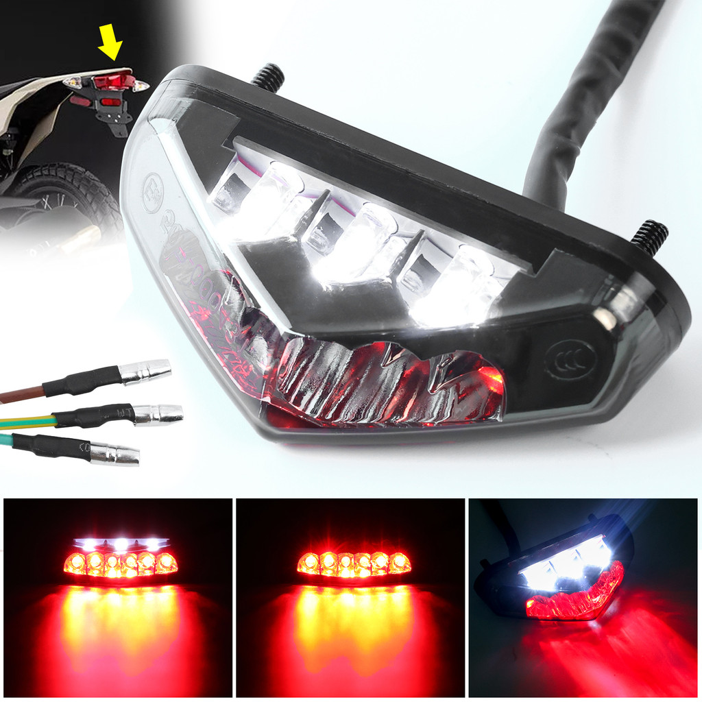 12V Universal Motorcycle Tail Rear Light Smoked LED Brake Light ...