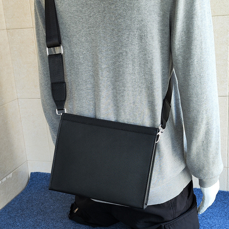 Trendy Men's Small Black Square Bag Men's Shoulder Bag Simple Messenger ...