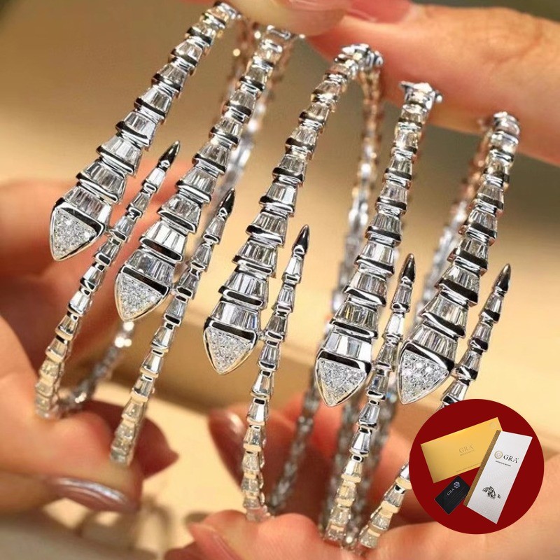 (With Gra Certificate) S925 Silver Diamond Snake Bone Snake Bracelet ...