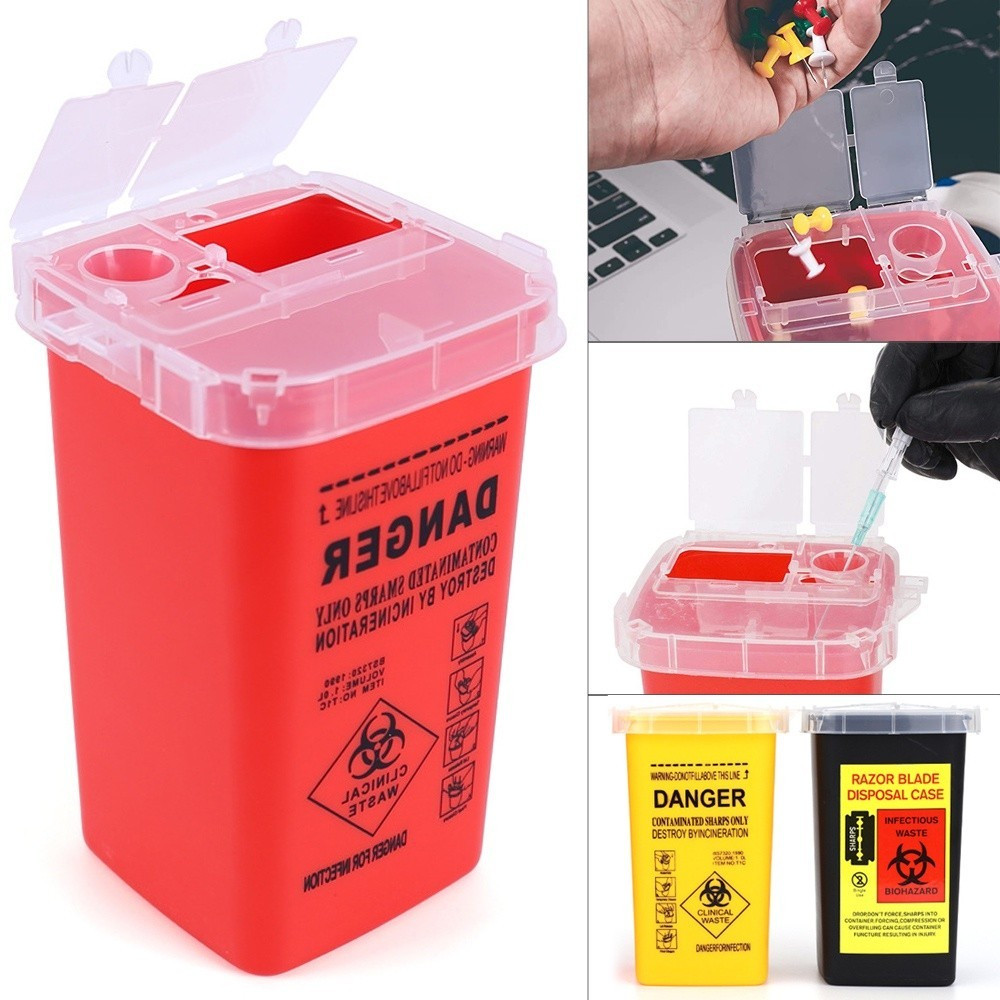1L Tattoo Sharps Collection Bucket Waste Box Medical Supplies Container ...