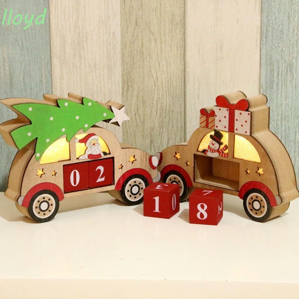 LLOYD1 Christmas Advent Calendar, Wooden Luminous Santa Calendar ...