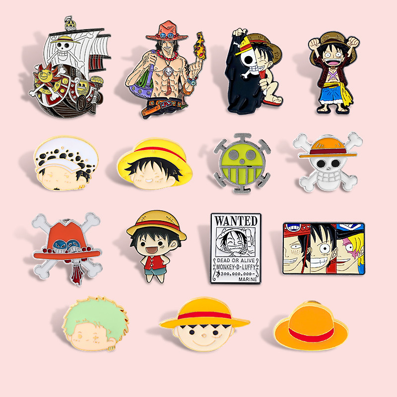 20 Styles of Anime One Piece Lapel Brooch Cartoon Characters Enamel Pin ...