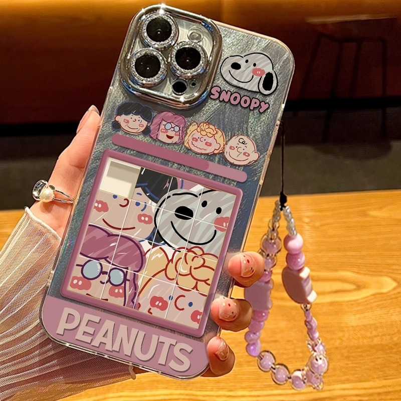 For iPhone 11 12 13 14 15 16 Pro Max Case Cute Jigsaw Puzzle Snoopy ...