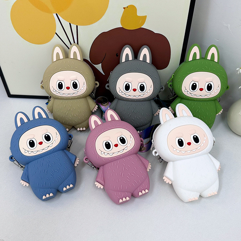 SUPERGEAR Popmart Labubu Cute Silicone Coin Purse Big Ears Kids ...