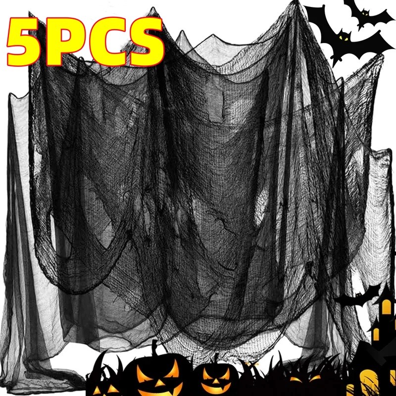 Halloween Black Gauze Scene Props - Haunted House Decor Black Creepy ...