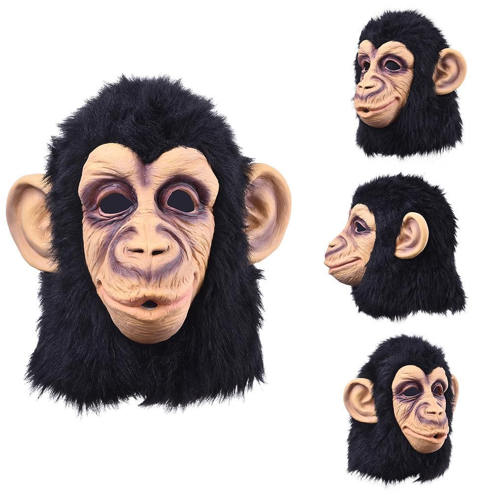 Scary Monkey Mask Animal Chimp Gorillas Head Mask with Hair Dress Up ...