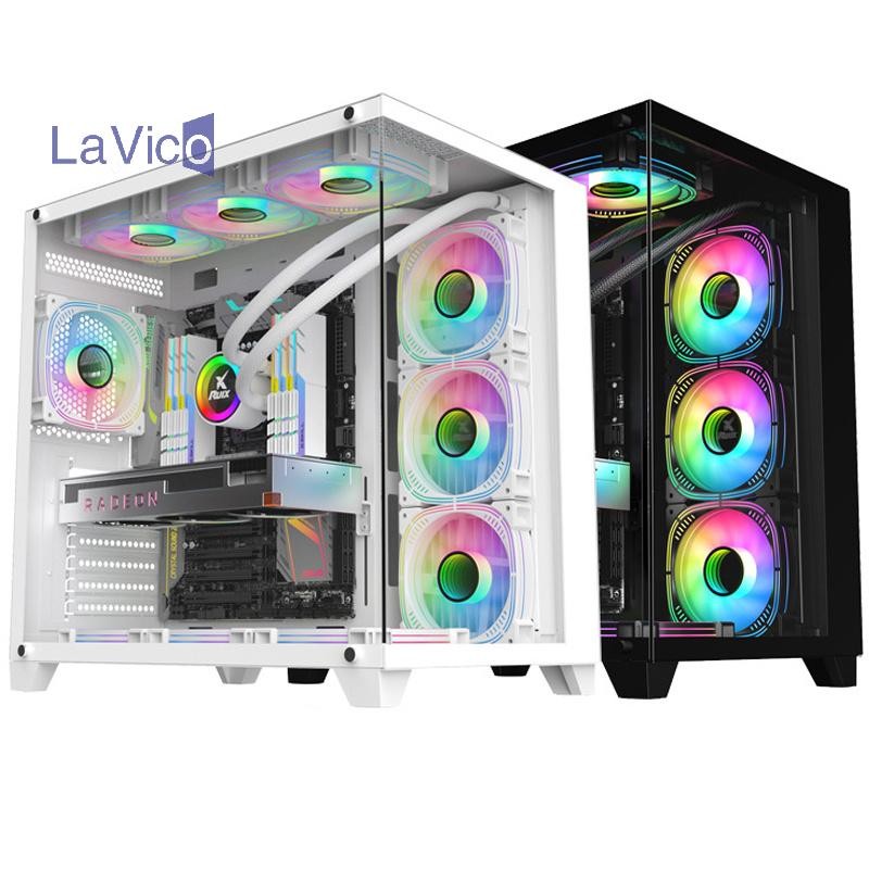 [LaVico] 270 Degree Transparent Computer Case Desktop PC Tower For 360 Water Cooler ATX/M-ATX ...