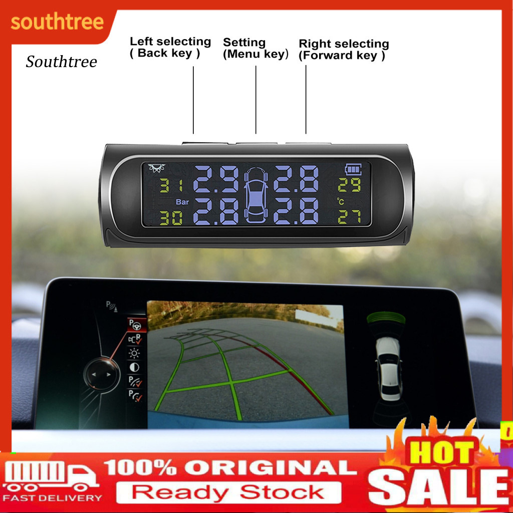 SOU_ ABS TPMS Monitor for Vehicle Solar Power TPMS Monitor with 4 ...