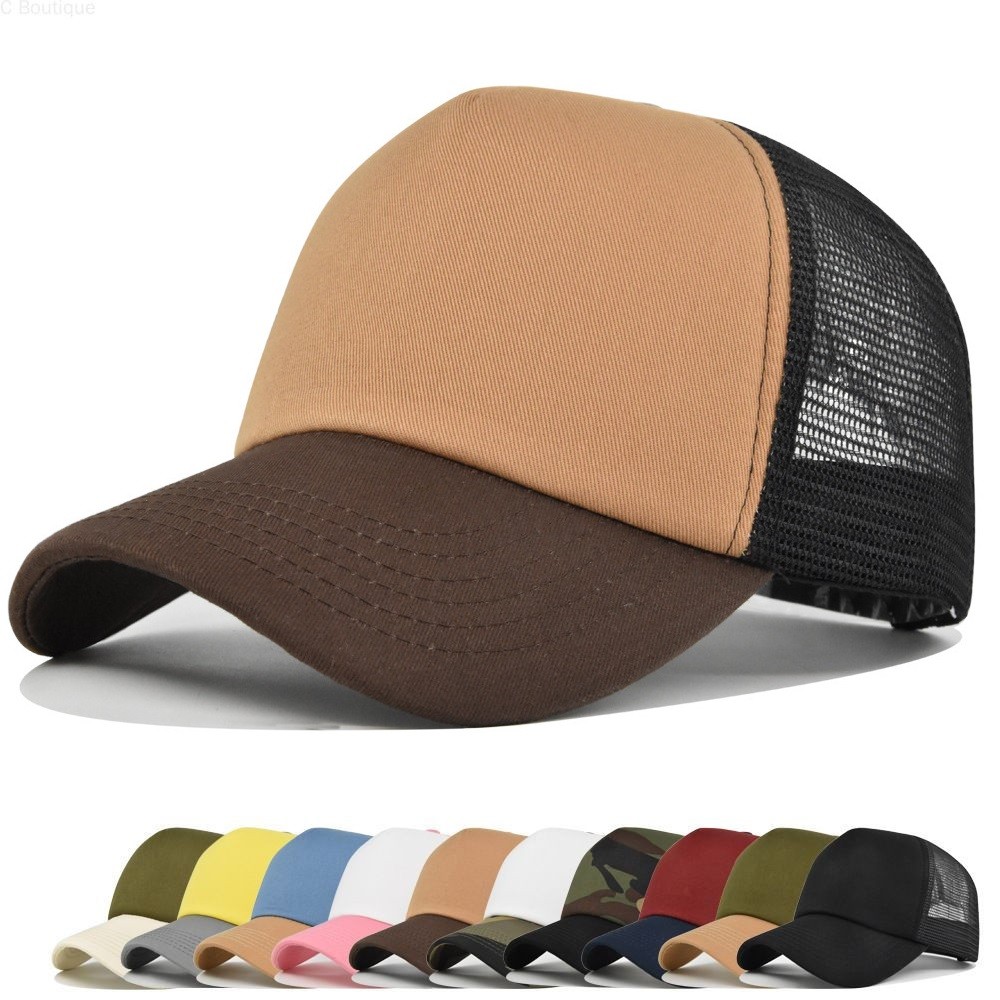 cotton plain snapback cap for men 5 panel trucker hat contrasting net ...
