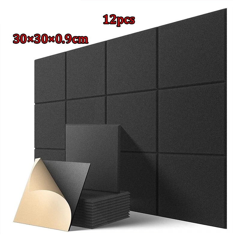 12PCS Acoustic Foam Panels self-adhesive Fireproof Sound Proof ...