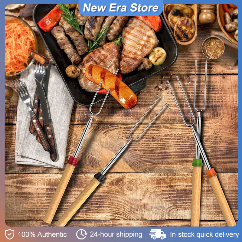 Marshmallow Roast Wooden Handle Retractable Fork Set Retractable ...