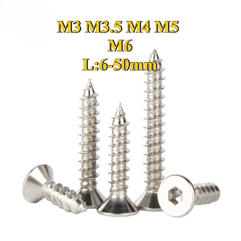 Nickel-Plated Wood Screw Allen head self-tapping screw， CSK hex screw ...