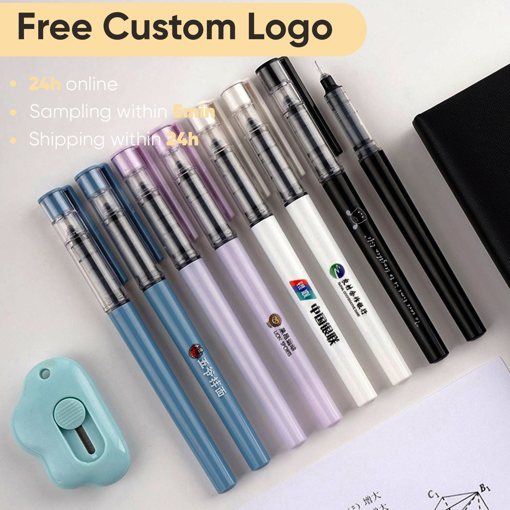 1Pcs Free logo custom logo printing plastic gel pen 0.5mm writing width ...