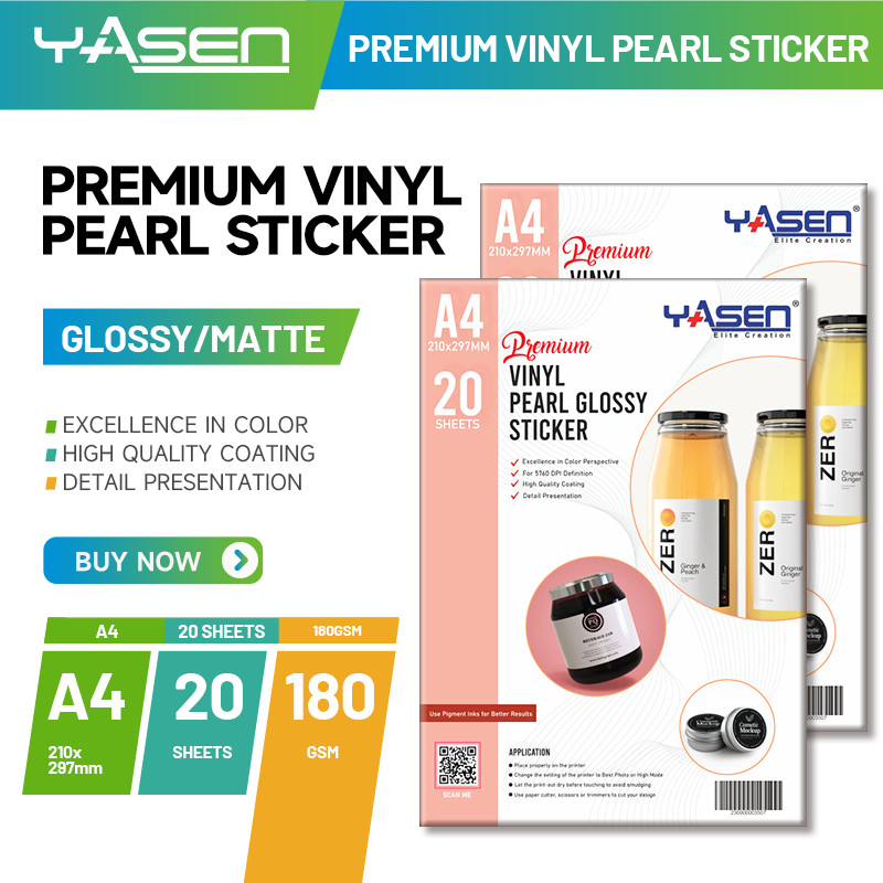 Yasen Glossy Vinyl Stickers Waterproof/Tear resistance Inkjet Printing ...