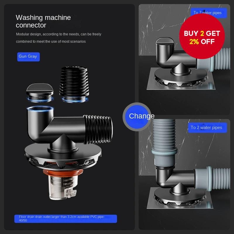 Universal Washing Machine Drain Kit - Sealing Tee Connector for Floor ...