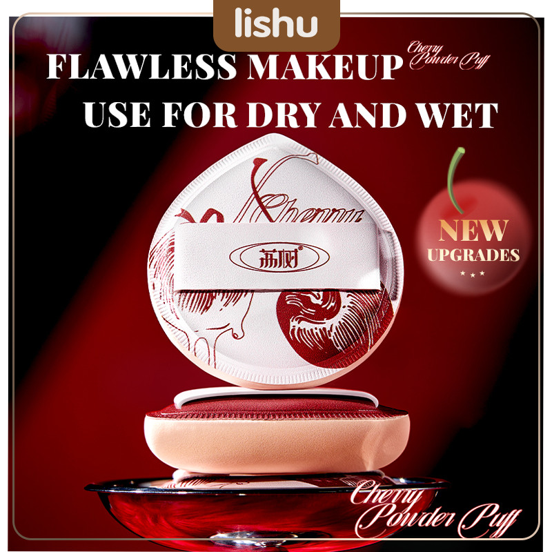 Lishu [Cherry Marshmallow] puff set, cute new upgrade, dry and wet dual ...