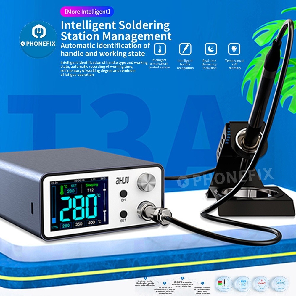 RQ+√JC AIXUN T3A Intelligent Soldering Station 200W Anti-static BGA Rework Station with 936 T12 ...