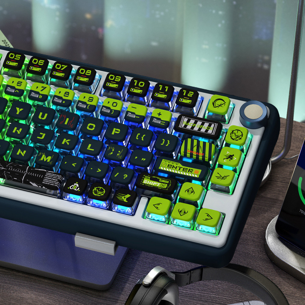 Cyberpunk Ghost Pudding Keycap MSA Profile PBT Four-sided Light ...