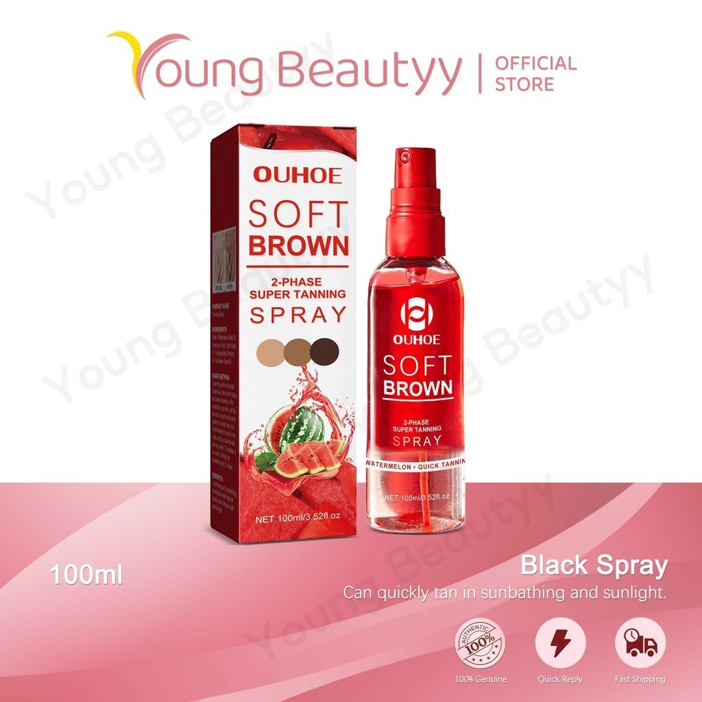 OUHOE Tanning Spray 100ml Sun Bronzer Outdoor Foundation Sunless Body Face Self Tanner Spray ...