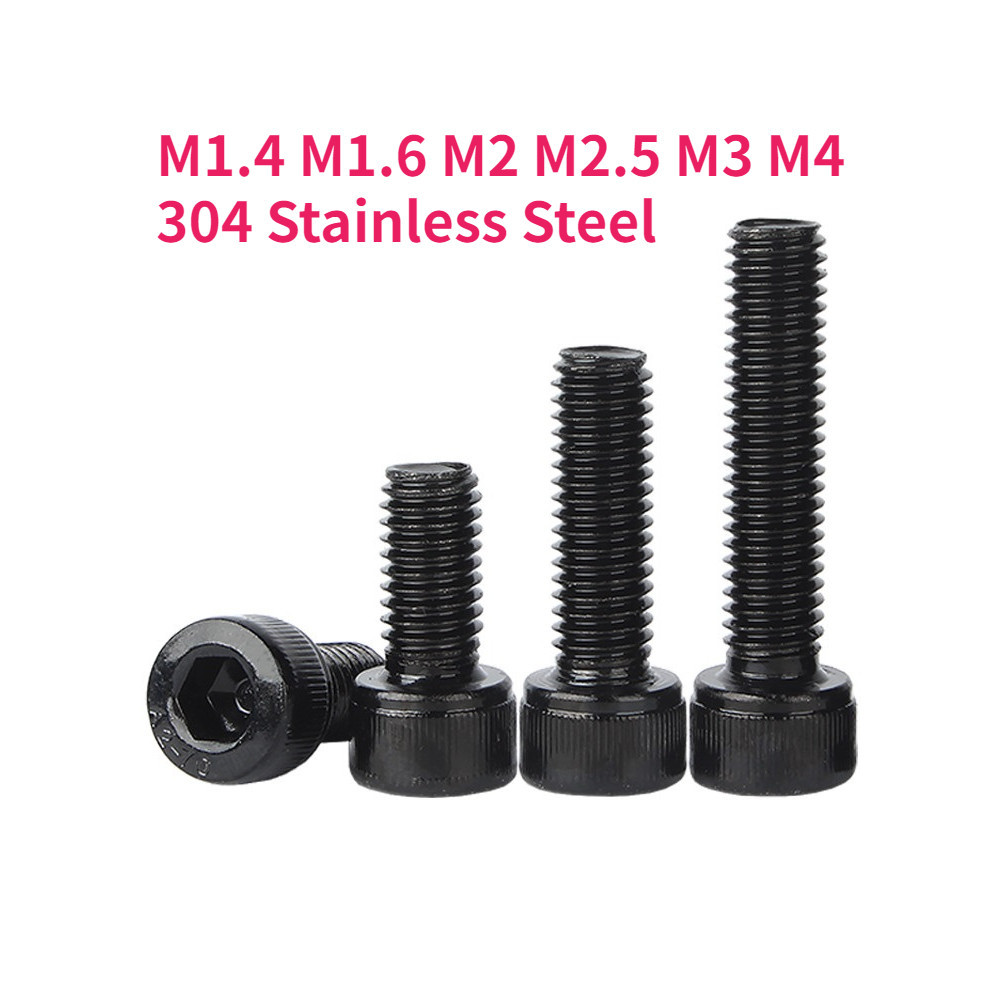 M1.4 M1.6 M2 M2.5 M3 M4 Black 304 Stainless Steel Hexagon Hex Socket ...