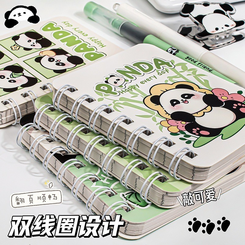 Kawaii Chubby Panda Cartoon A7 Coil Notebook 80 Pages Pocket Notepad ...