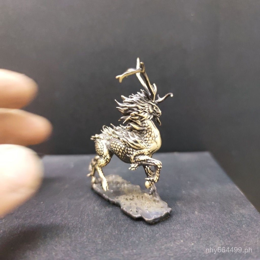 Pure Copper Distressed Wind Fire KIRIN God Beast Ornaments Crafts Hand ...