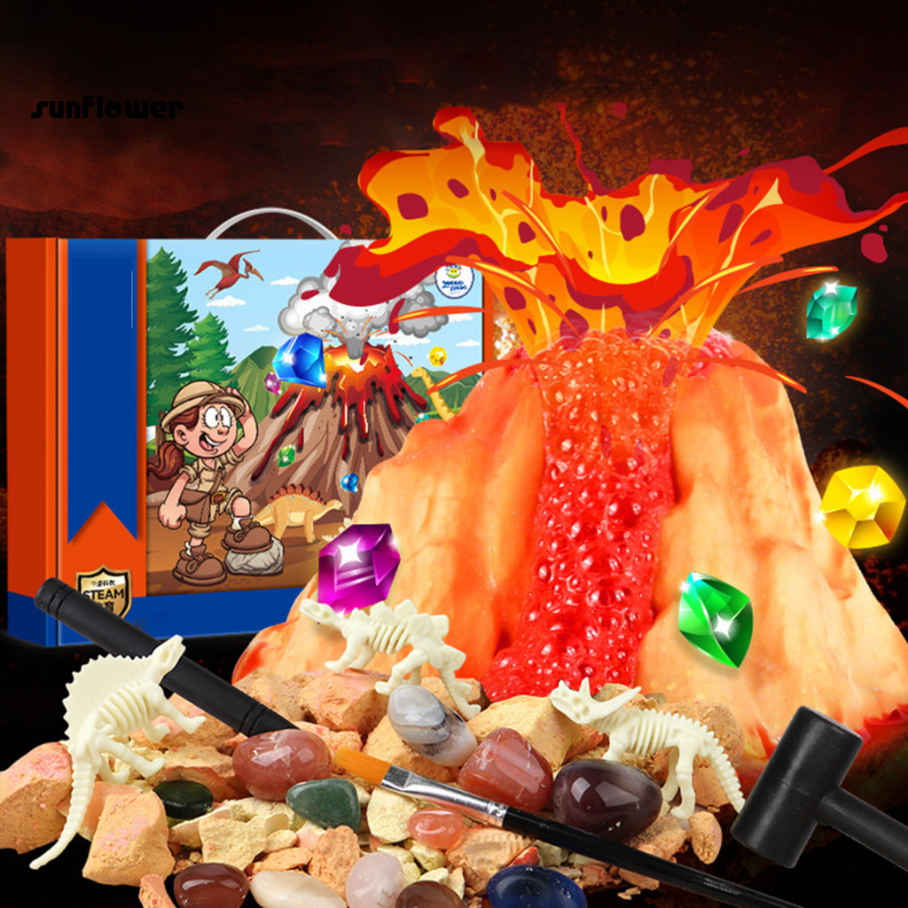 SU Volcano Eruption Science Experiment Kit Dinosaur and Gem Digging Kit ...